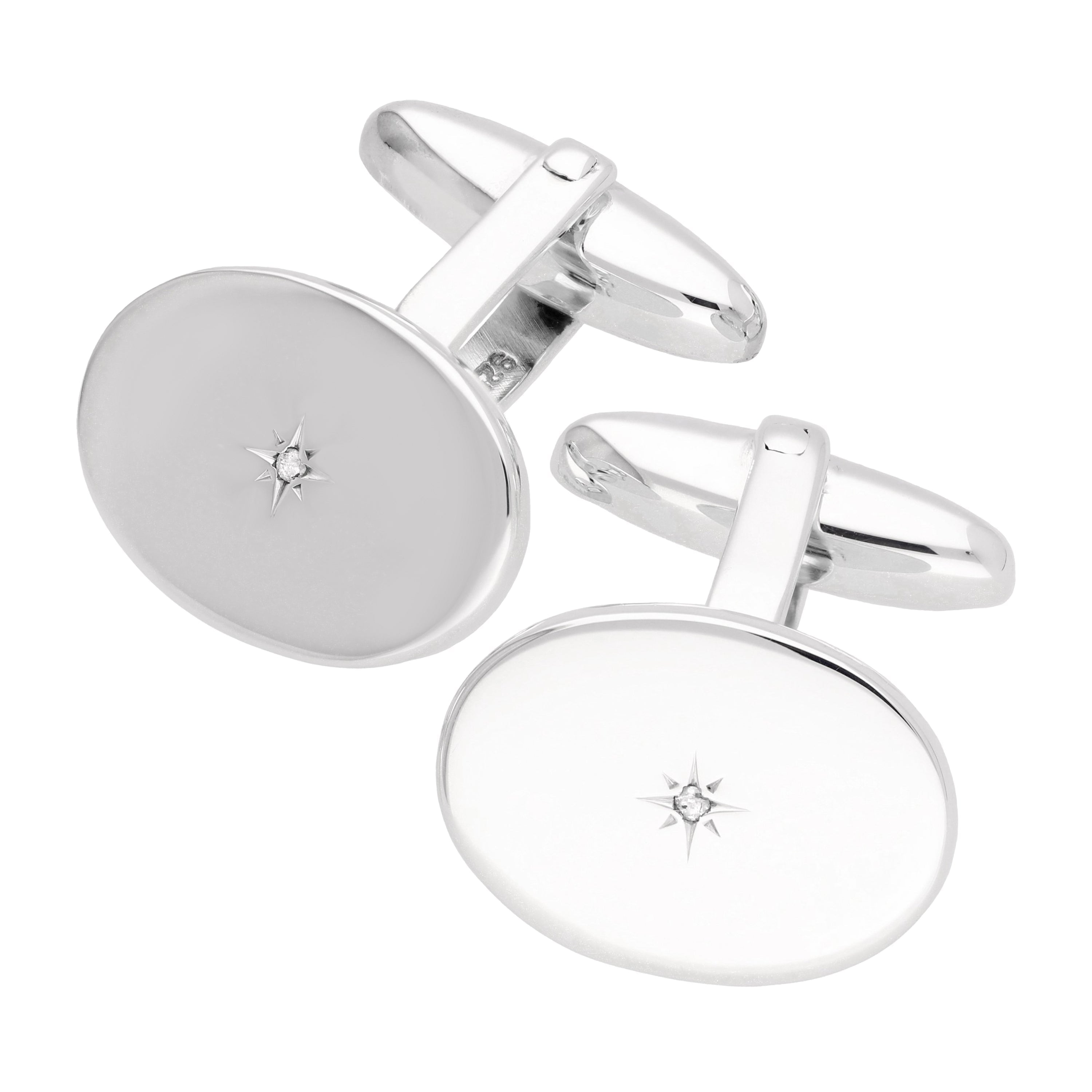 Sterling Silver Diamond Cufflinks | Sayers London