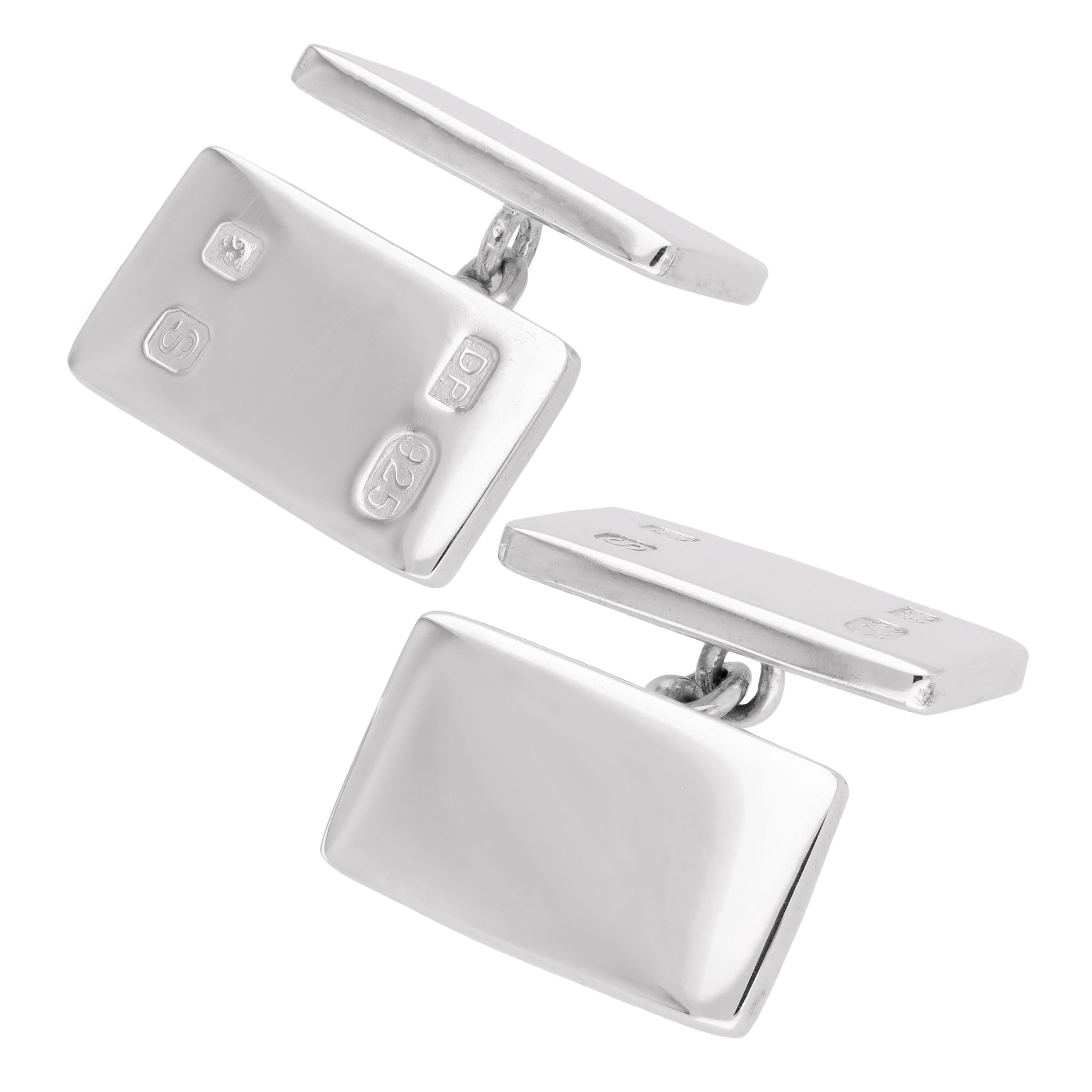 Sterling Silver Hallmarked Rectangular Cufflinks | Sayers London