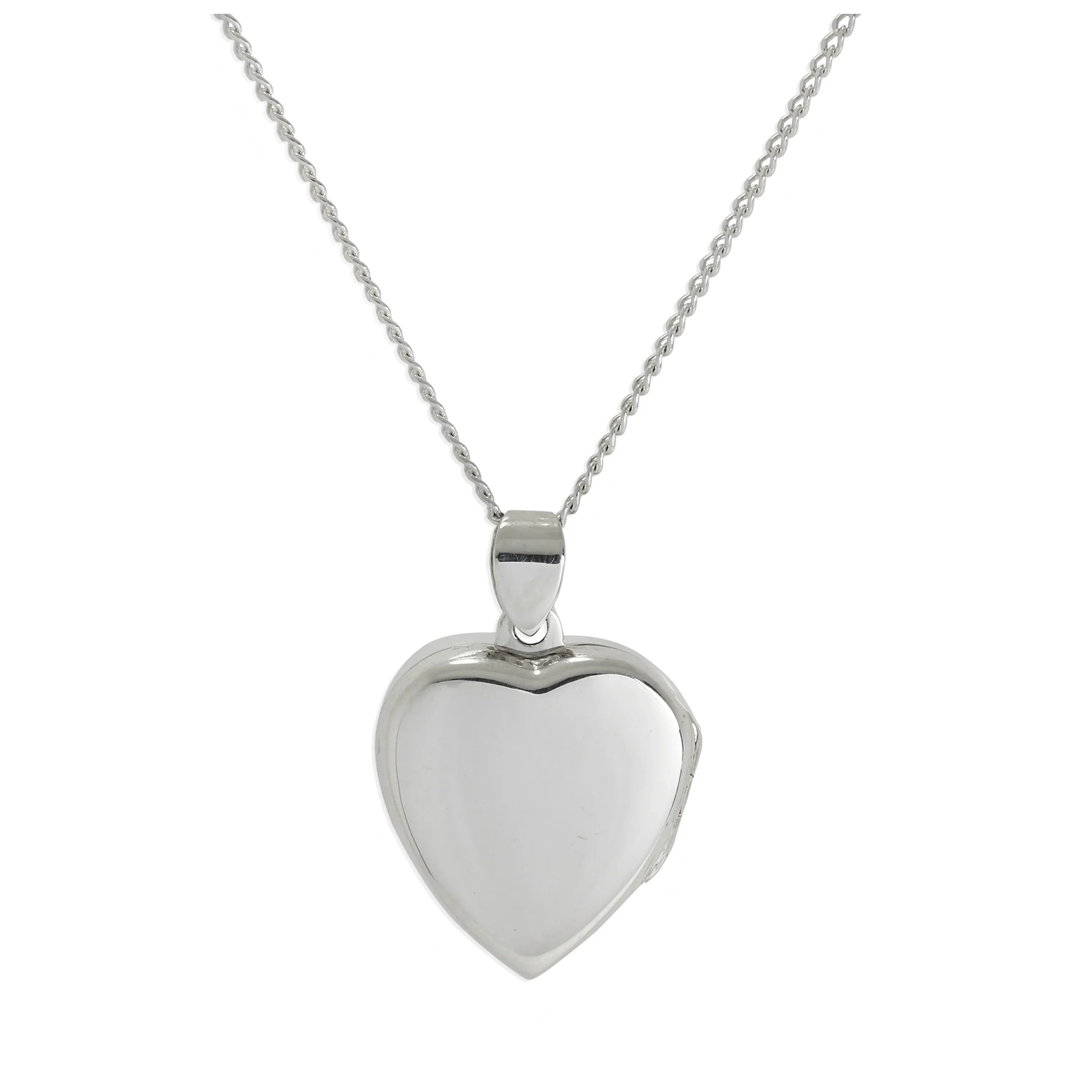 Sterling Silver Plain Heart Locket on Chain 16 - 24 Inches | Sayers London